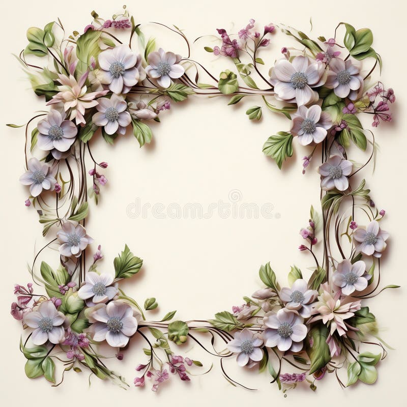 Cute Country Chic Vines Floral Frame Watercolor Stock Illustration ...
