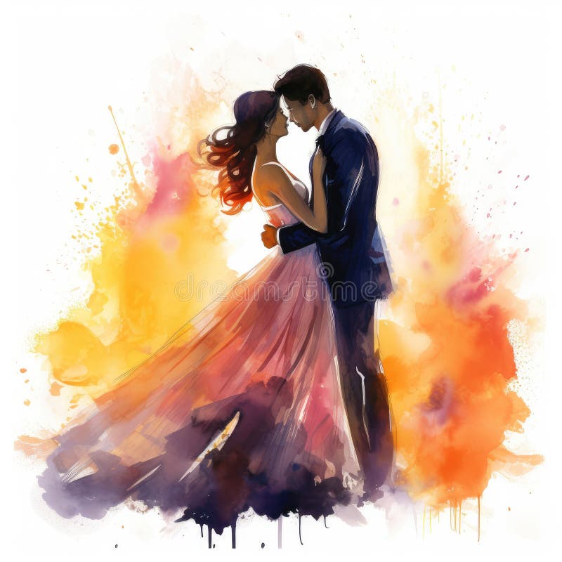 Cute Couple Dancing Together at Their Wedding Day. Generative AI Stock ...