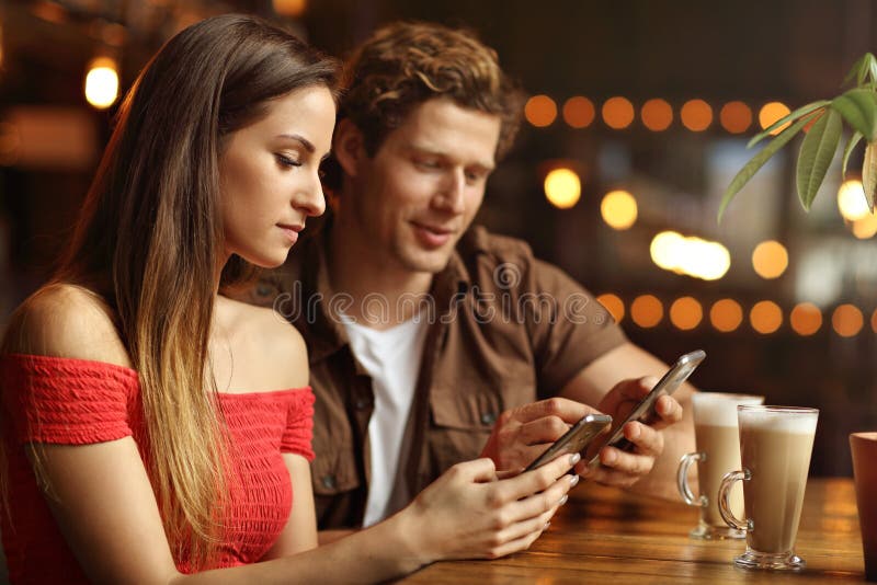 Cute Couple on a Date at the Cafe Stock Photo - Image of enjoyment ...