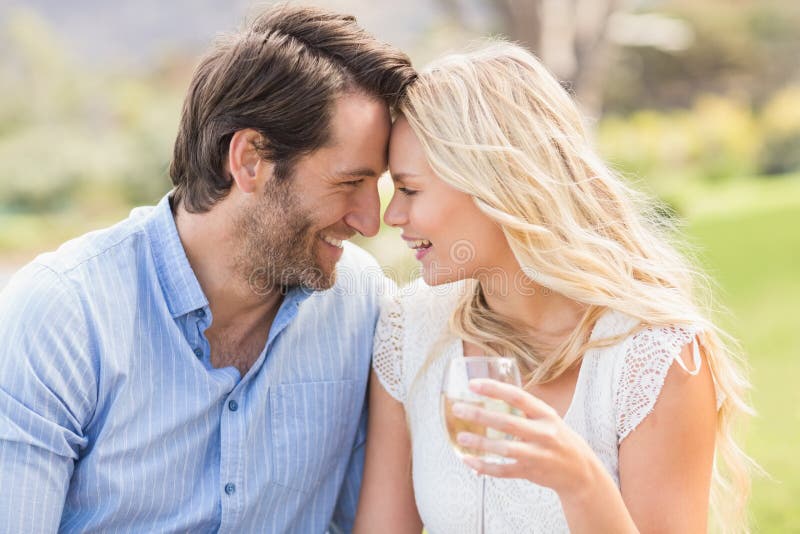 Cute Couple on Date Giving Head To Head Stock Image - Image of spring ...