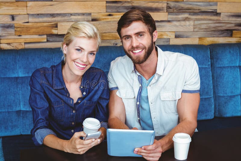 Cute Couple on a Date Looking at the Camera Stock Image - Image of ...