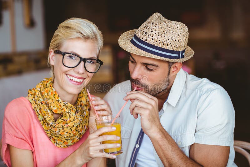 Cute Couple Date Sharing Orange Juice Stock Photos - Free & Royalty ...