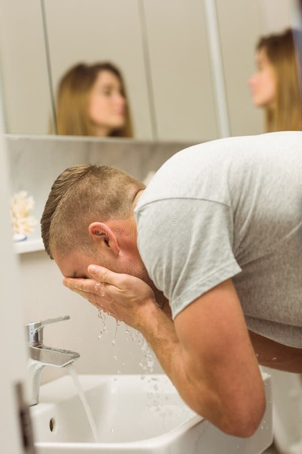 Cute Couple Getting Ready in the Morning Stock Image - Image of indoors ...