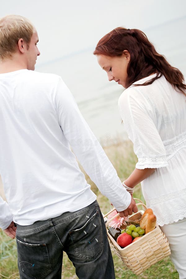 Cute Couple Going To Picnic Stock Image - Image of happy, food: 11483183