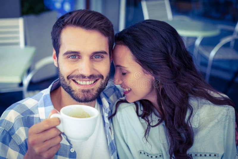 Cute Couple Having Coffee Together Stock Photo - Image of adult ...