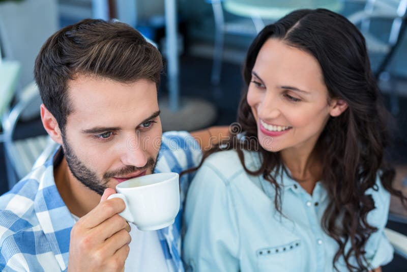 Cute Couple Having Coffee Together Stock Photo - Image of people ...
