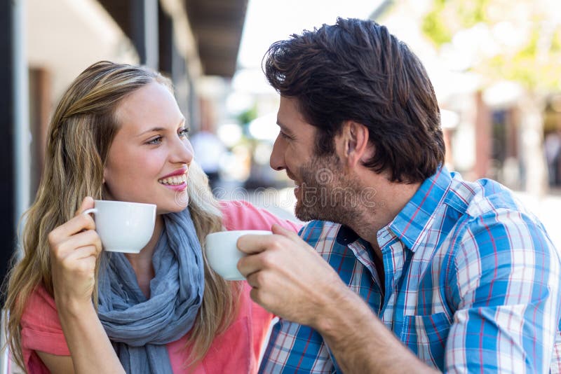 Cute Couple Having Coffee Together Stock Photo - Image of drink ...