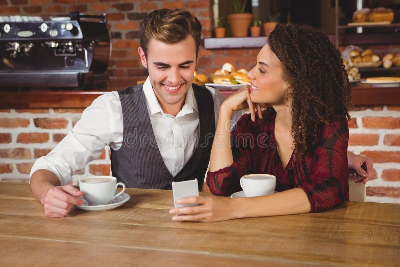 Cute Couple Having Coffee Together Stock Image - Image of activities ...
