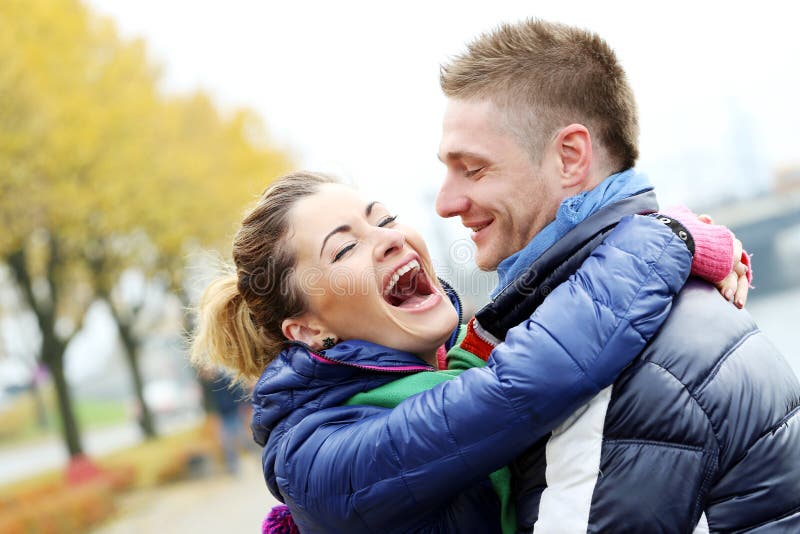 Cute Couple Having a Good Time Outside Stock Image - Image of affection ...
