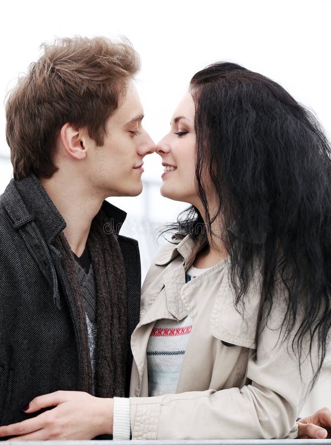 Cute Couple Having a Good Time Outside Stock Photo - Image of close ...