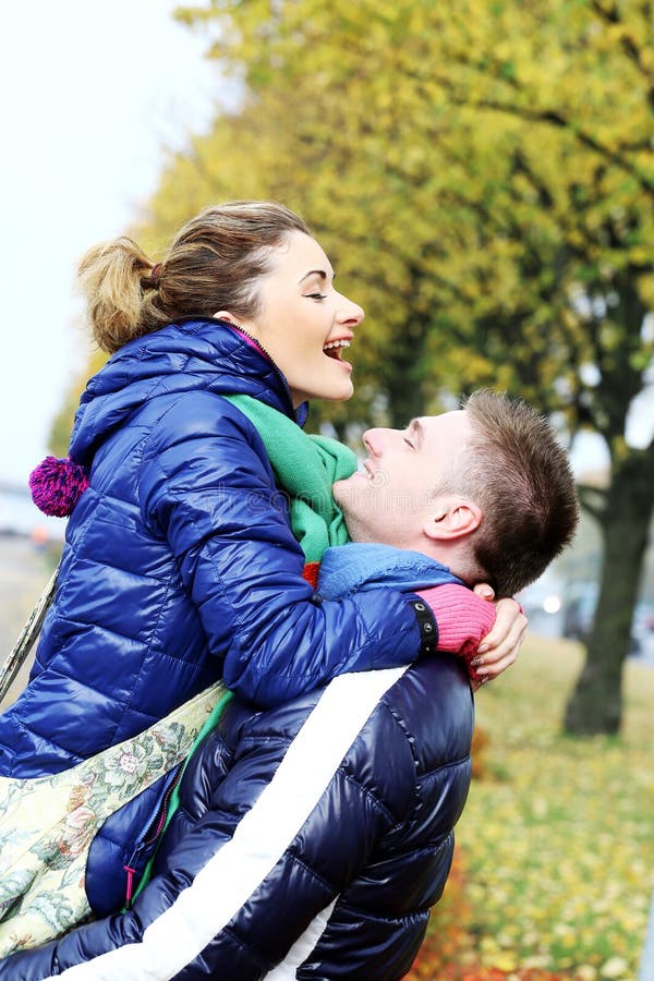 Cute Couple Having a Good Time Outside Stock Photo - Image of love ...