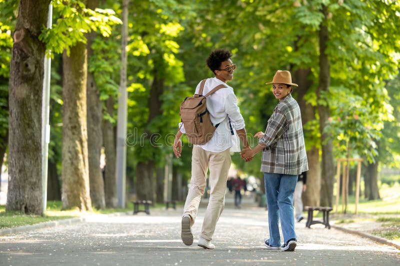 Cute Couple Having a Walk and Feeling Wonderful Together Stock Photo ...