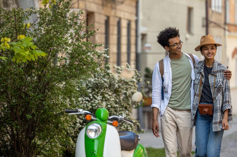 Cute Couple Having a Walk and Feeling Wonderful Together Stock Image ...