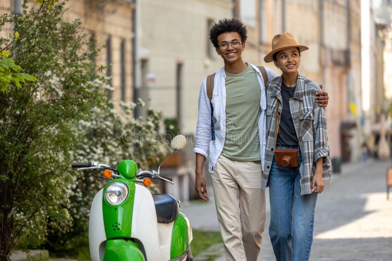 Cute Couple Having a Walk and Feeling Wonderful Together Stock Image ...