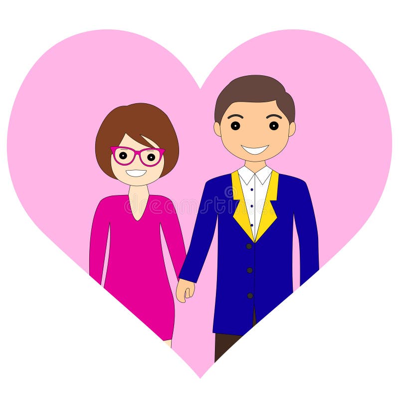 Cute Couple Lovers with Heart. Vector Illustration Design Stock Vector ...