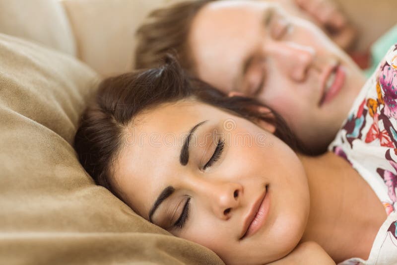 Cute Couple Napping on Couch Stock Image - Image of foreground, homey ...