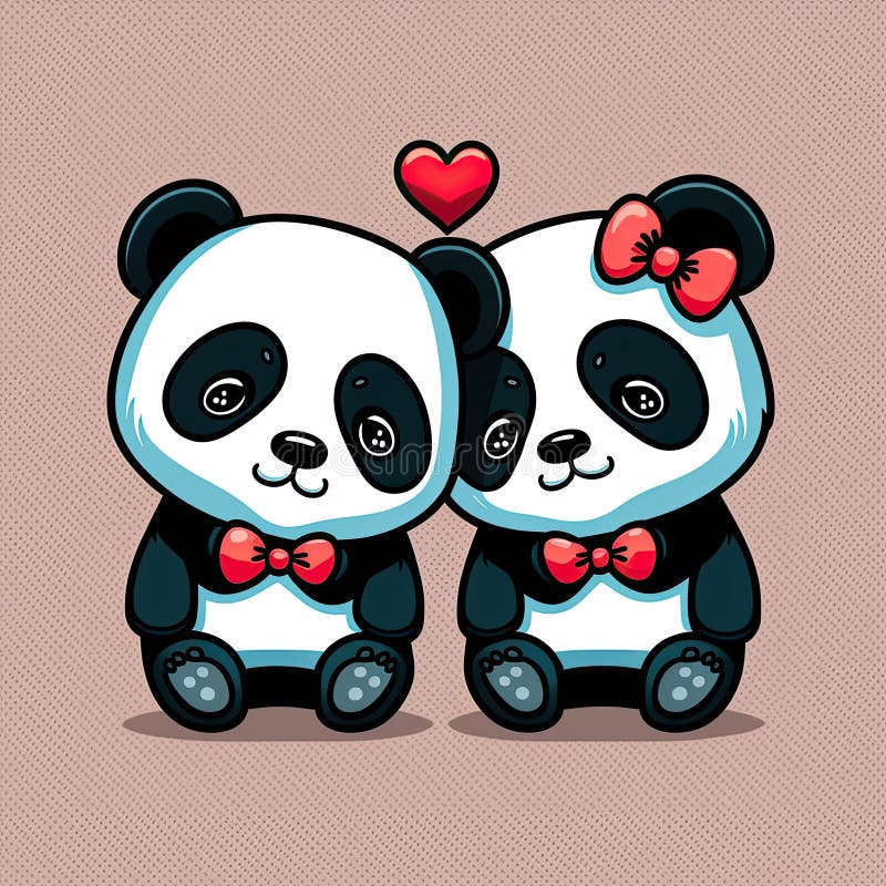 Cute Panda Couple Love Stock Illustrations 454 Cute Panda Couple Love