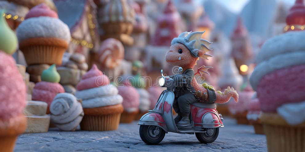 Cute Couple on Scooter in Candyland Stock Illustration - Illustration ...