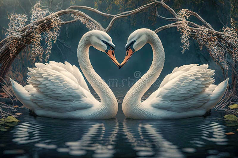 Cute couple of the swans stock illustration. Illustration of peace ...