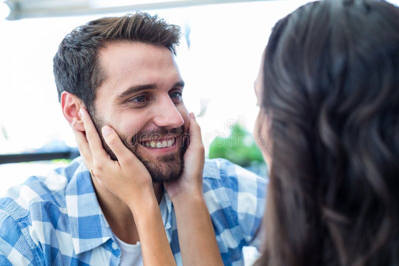 Cute Couple Touching Their Faces Stock Photo - Image of summer ...