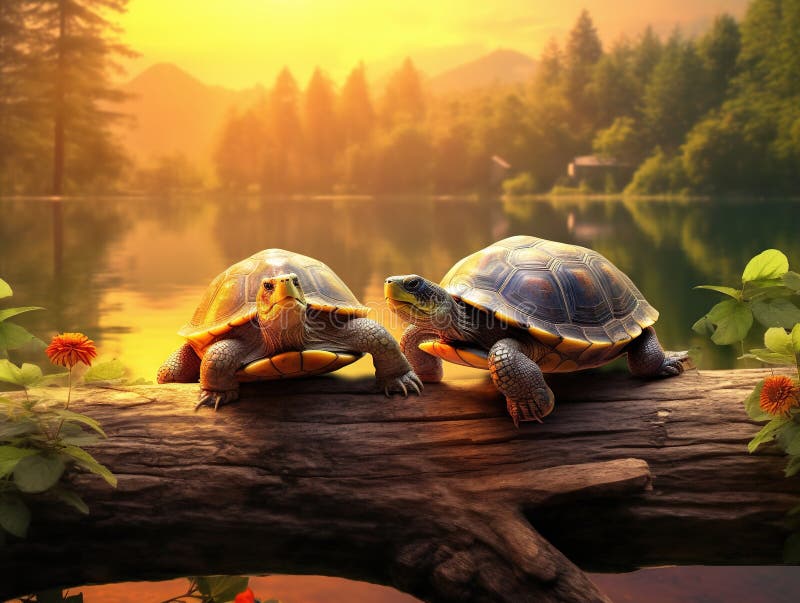 The Couple Turtle Made with Generative AI Illustration Stock ...