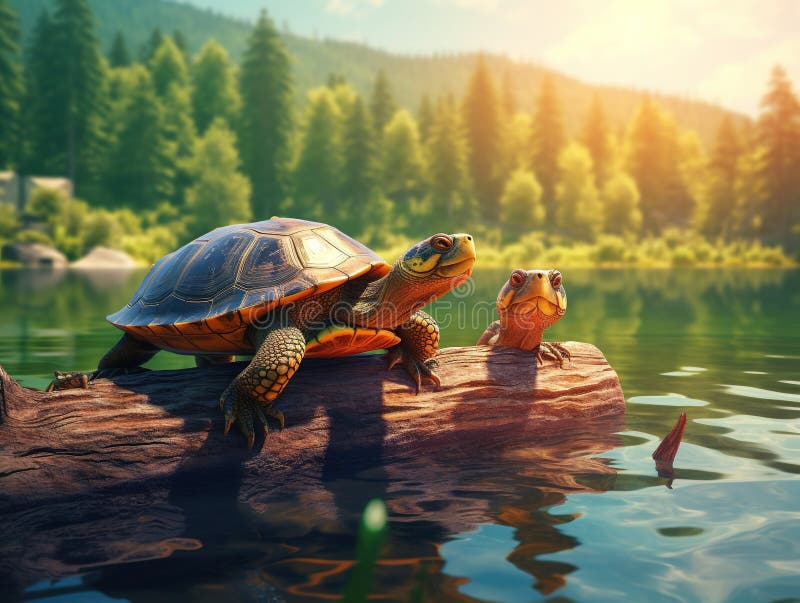 The Couple Turtle Made with Generative AI Illustration Stock ...