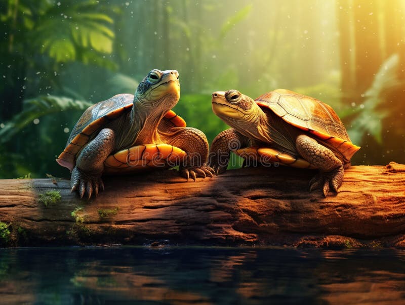 The Couple Turtle Made with Generative AI Illustration Stock ...
