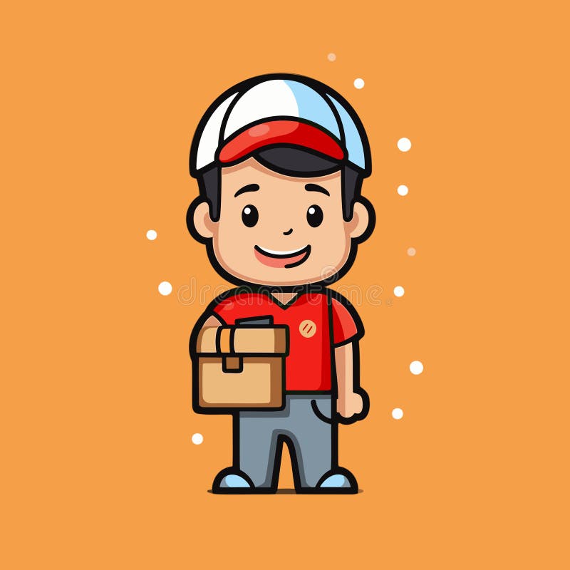 Cute Courier Delivery Package Cartoon Vector Stock Vector ...