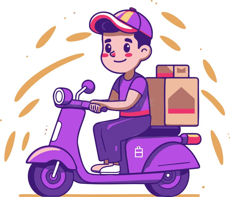 Cute Courier Delivery Package Cartoon Vector Stock Vector ...