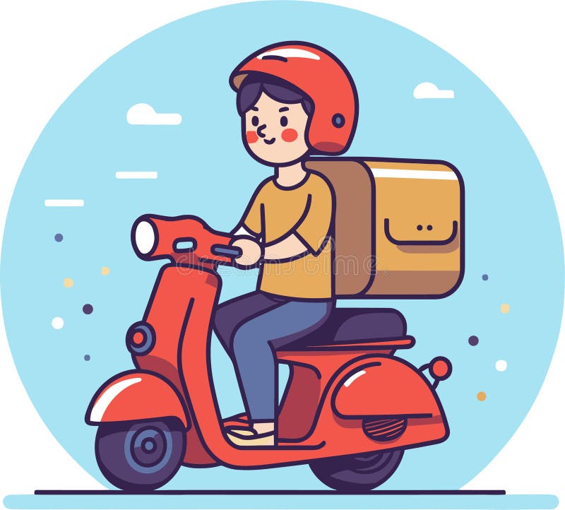 Cute Courier Delivery Package Cartoon Vector Stock Illustration ...