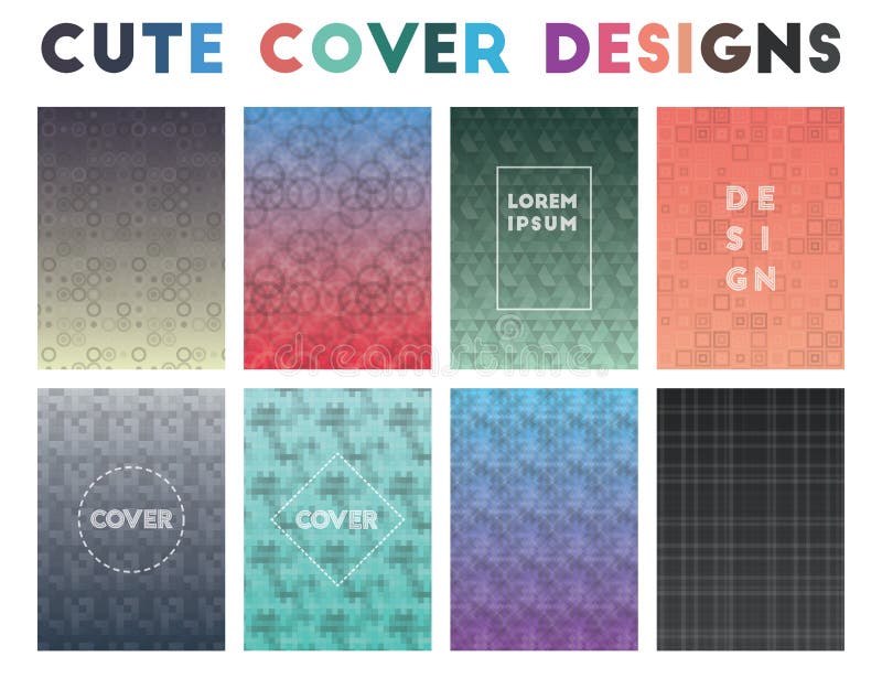 Cute Cover Design Elements. Hand Drawn Line Art Floral Shapes. Abstract ...