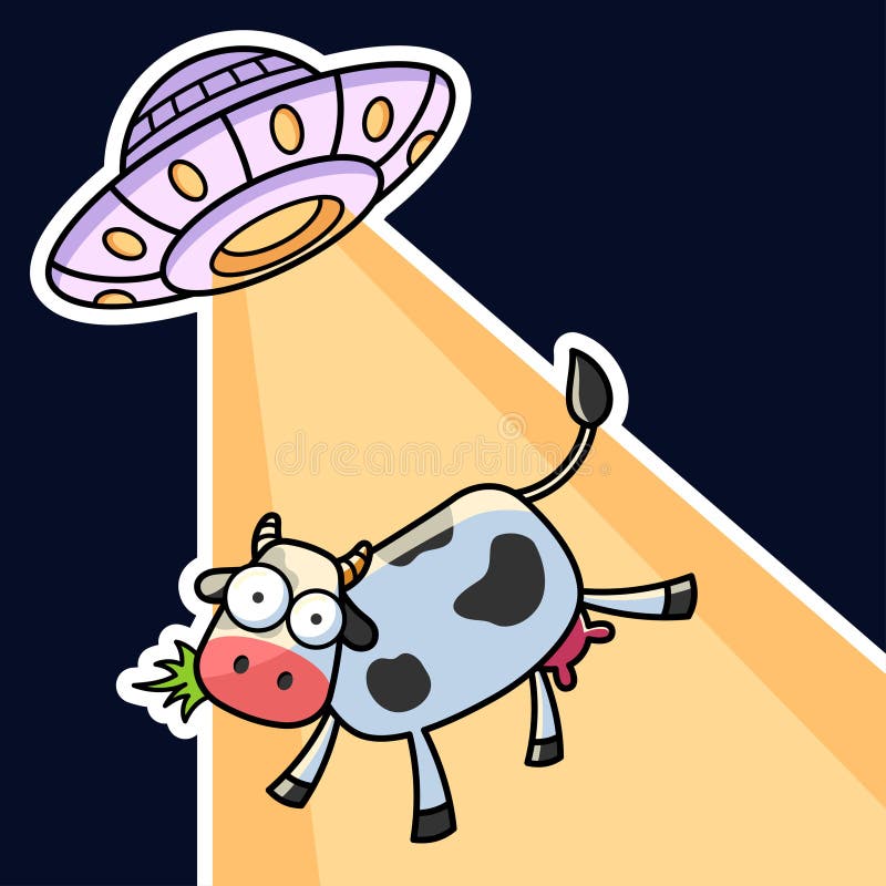 Cute Cow Abducted by UFO. Premium Vector Graphic Assets Stock Vector ...