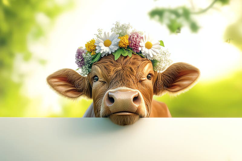 Cute cow, AI generated stock illustration. Illustration of farm - 367739078