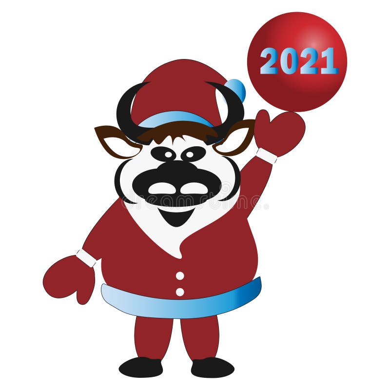 A Cute Cow Bull Dressed As Santa Claus with a Firecracker. Stock Vector ...