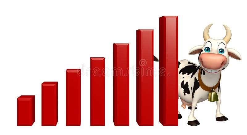 Cute Cow Cartoon Character with Graph Stock Illustration - Illustration ...