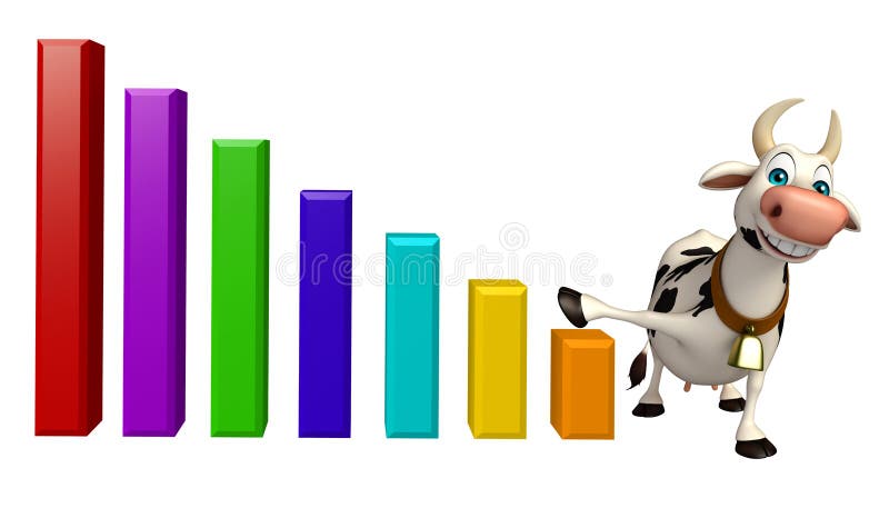 Cute Cow Cartoon Character with Graph Stock Illustration - Illustration ...