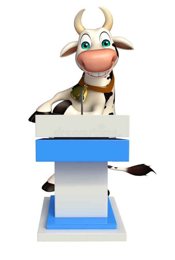 Cute Cow Cartoon Character with Speech Stage Stock Illustration ...