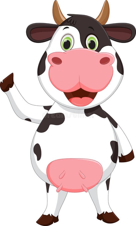 Cute cow cartoon waving stock vector. Illustration of comic - 30903392