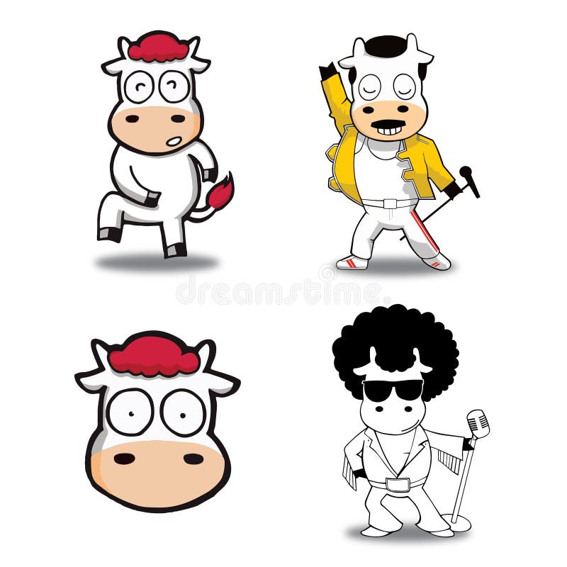 Cute Cow Character Cartoon Funny Design Template Stock Illustration ...