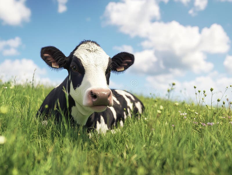 Cute Cow in a Field stock photo. Image of generated - 362979354