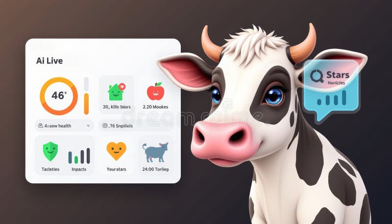 Cute Cow with Friendly Expression is Featured Alongside Interactive ...