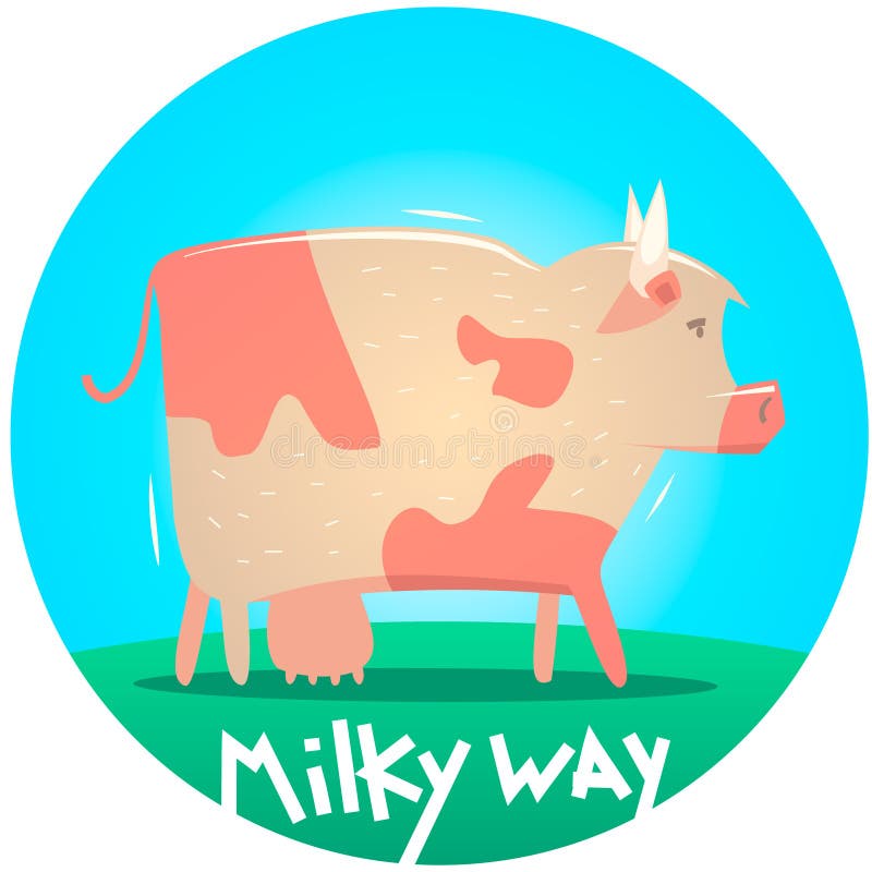 Cute cow stock vector. Illustration of grass, cattle - 48683110