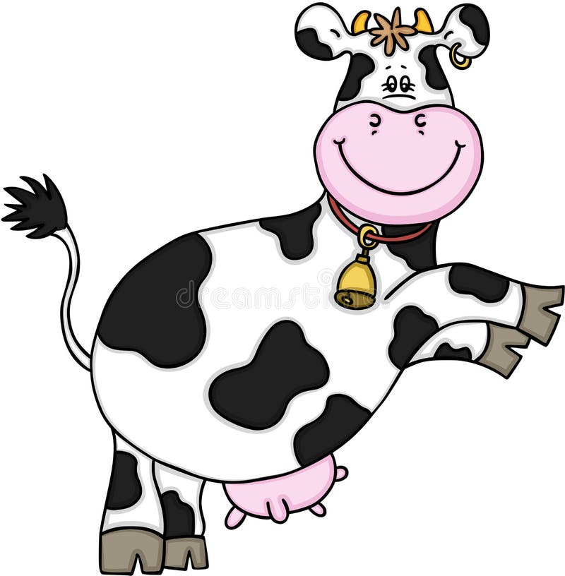 Cute cow jumping stock vector. Illustration of funny - 107421262