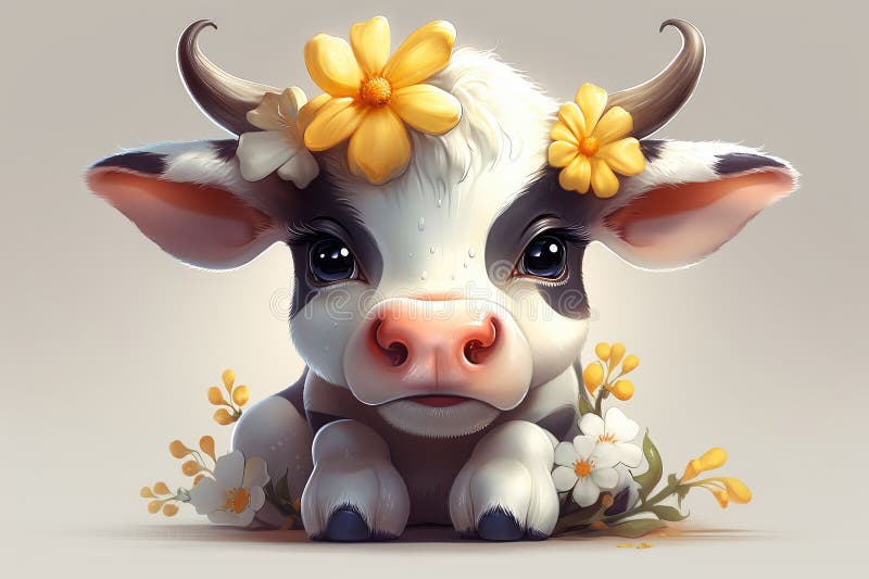 Cute Cow Many Various Floral Flowers. 库存例证 - 插画 包括有 水生, 蠢材: 274531182
