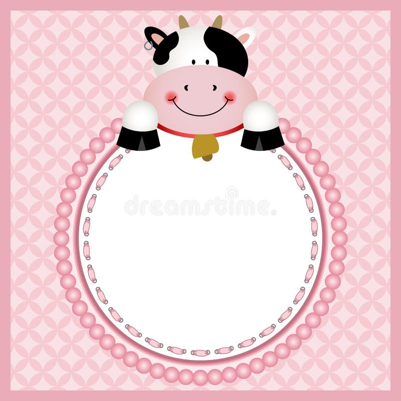 Cute Cow in Round Frame Background Stock Vector - Illustration of ...