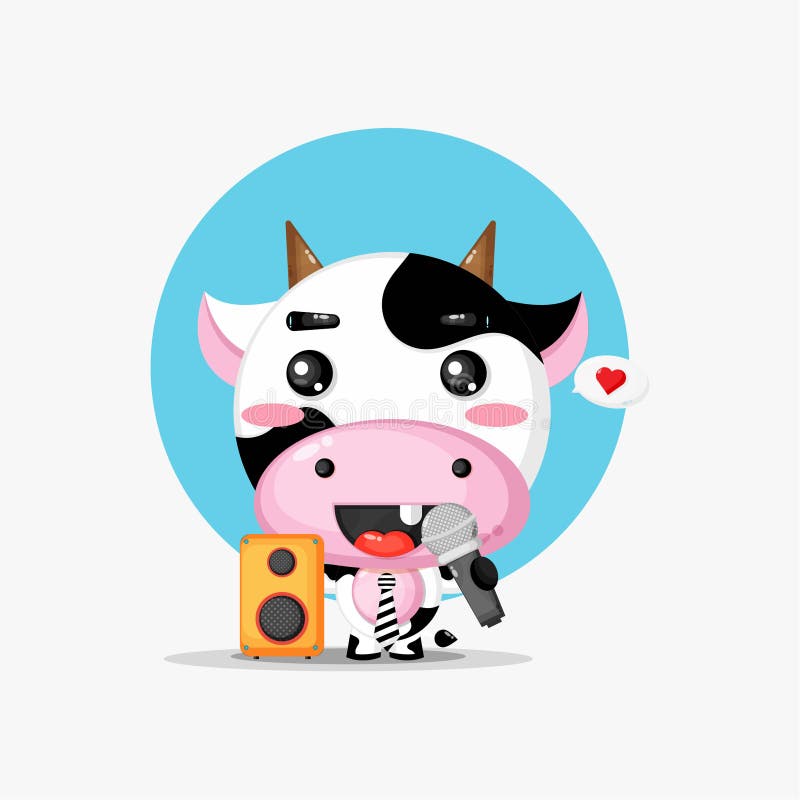 Cute cow is singing stock vector. Illustration of domestic - 255591262