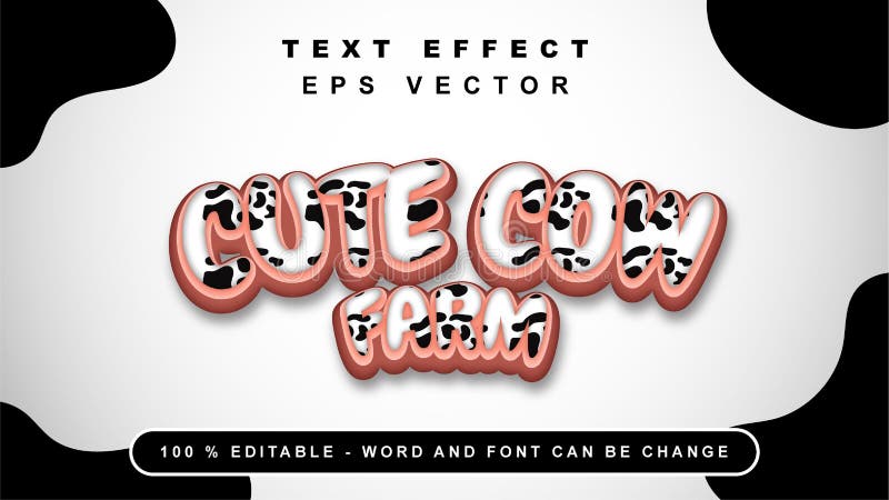 Vector Cute Cow Text Effect Editable Stock Vector - Illustration of ...