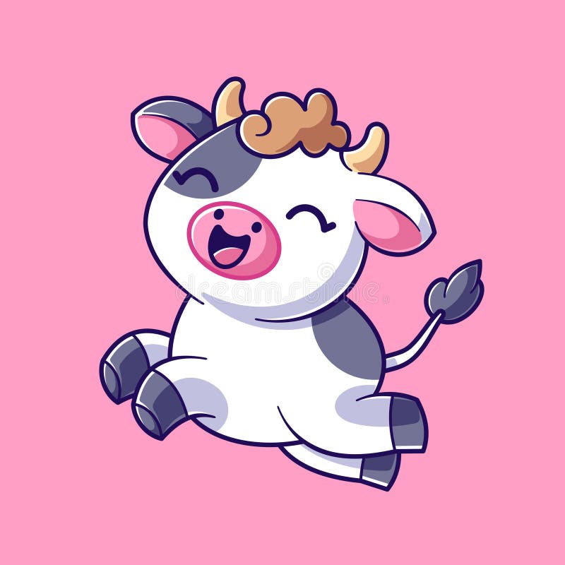 A cute cow is very happy stock vector. Illustration of smile - 308768193