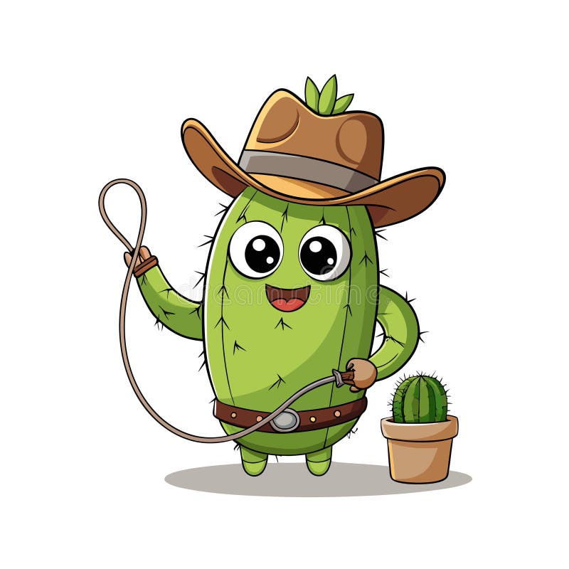 Cute Cowboy Cactus Cartoon Character Stock Vector - Illustration of ...