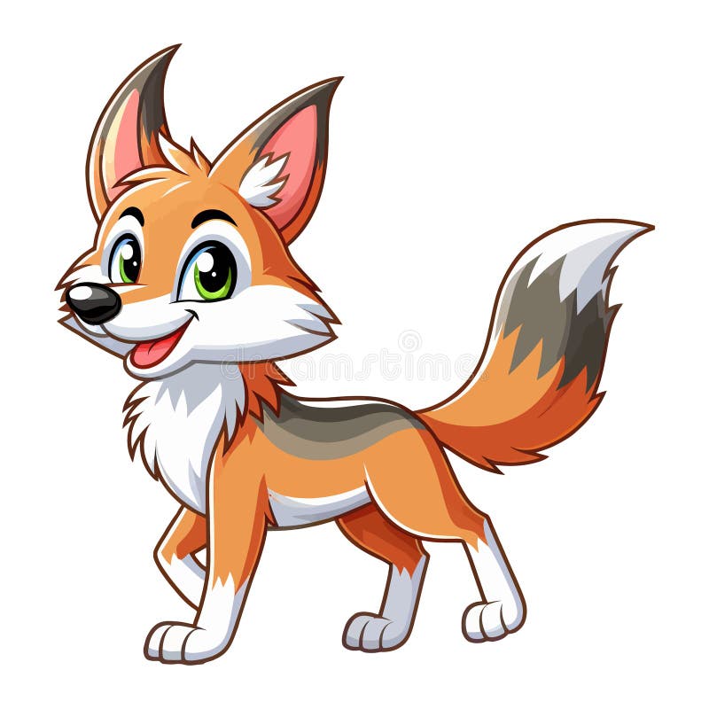 Cute Coyote Cartoon on White Background Stock Vector - Illustration of ...